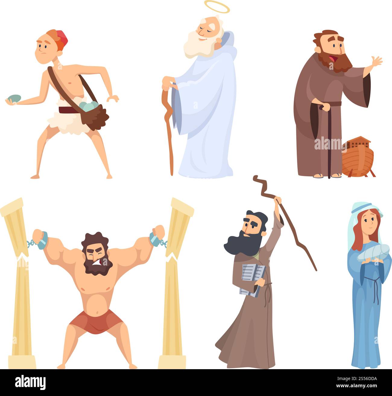 Historical illustrations of christian characters of holy bible. Vector ...