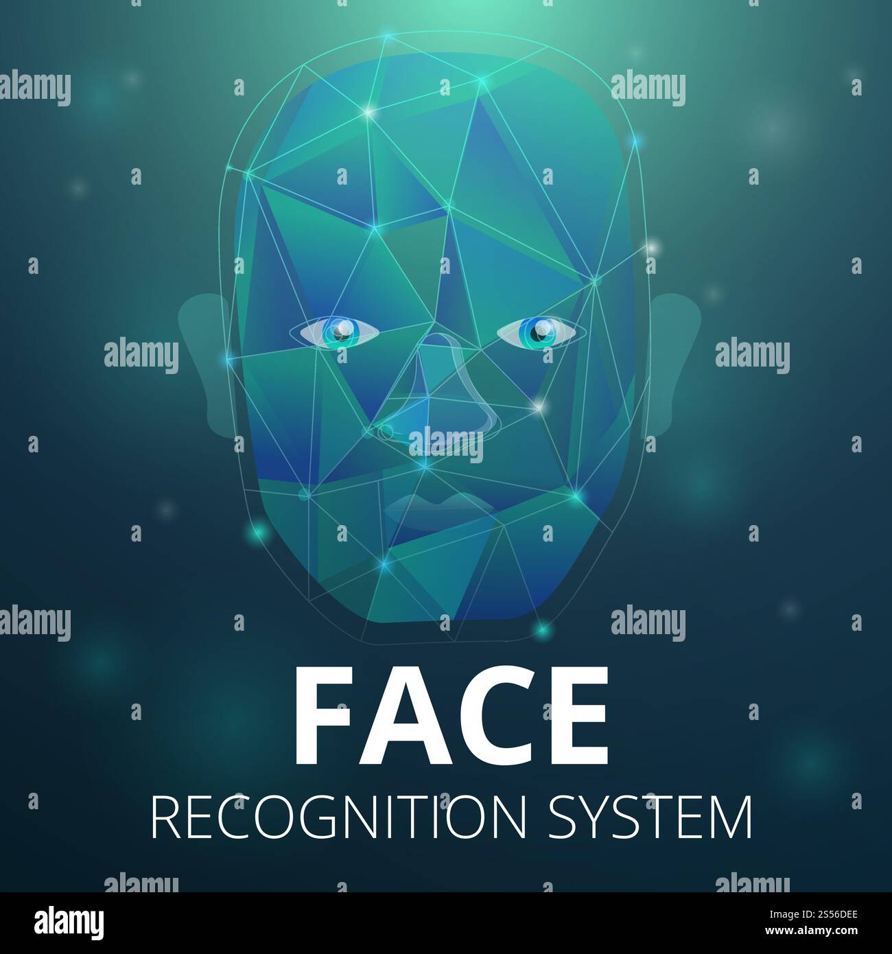 Face recognition system concept banner. Cartoon illustration of face ...