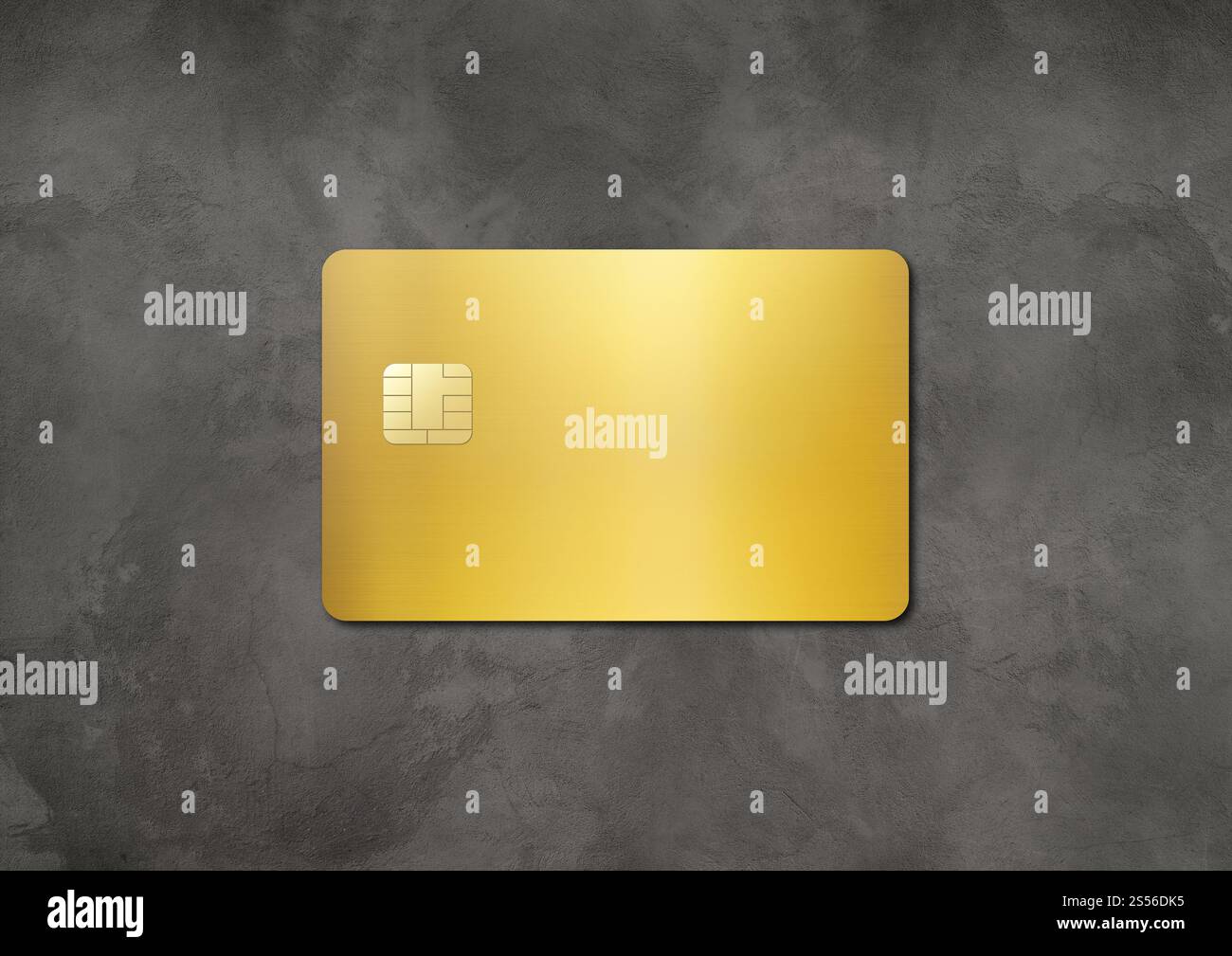 Gold credit card template on a concrete background. 3D illustration ...