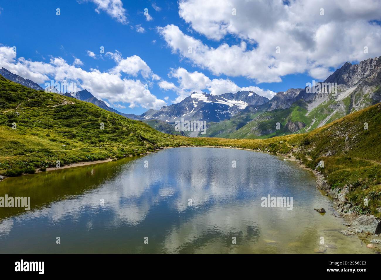 Lake of the nail, Lac du clou, in Pralognan mountains, french alps ...
