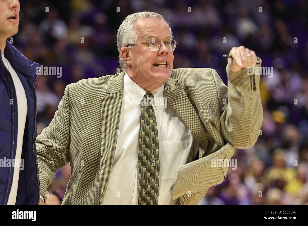 January 12, 2025: LSU Assistant Coach Bob Starkey makes an adjustment ...
