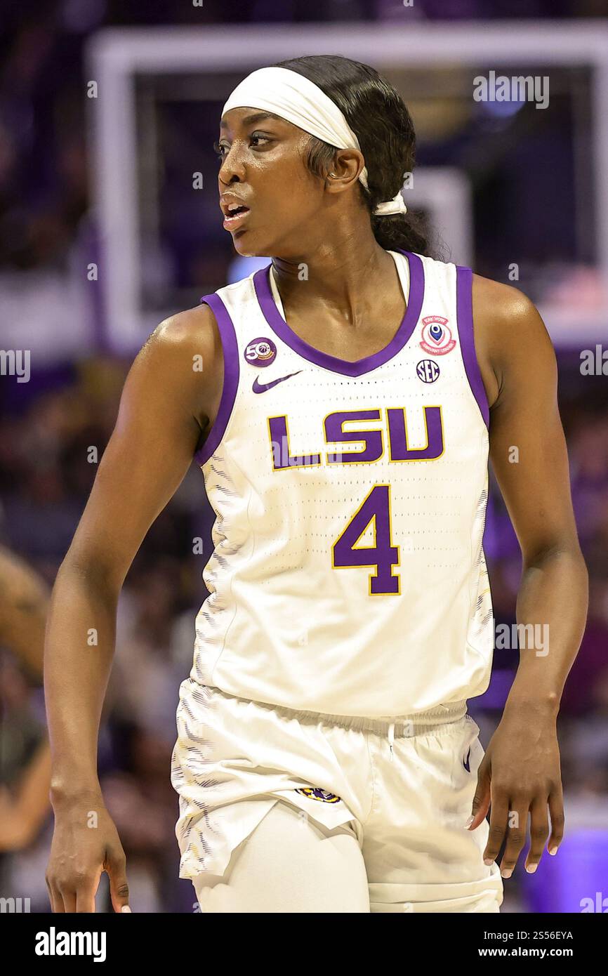 Baton Rouge, LA, USA. 12th Jan, 2025. LSU's Flau'Jae Johnson (4) looks ...