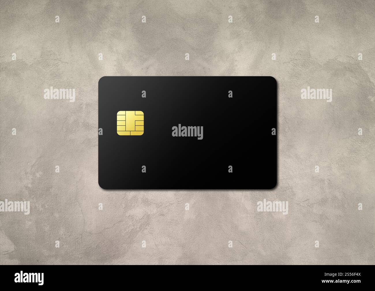Black credit card template on a concrete background. 3D illustration ...