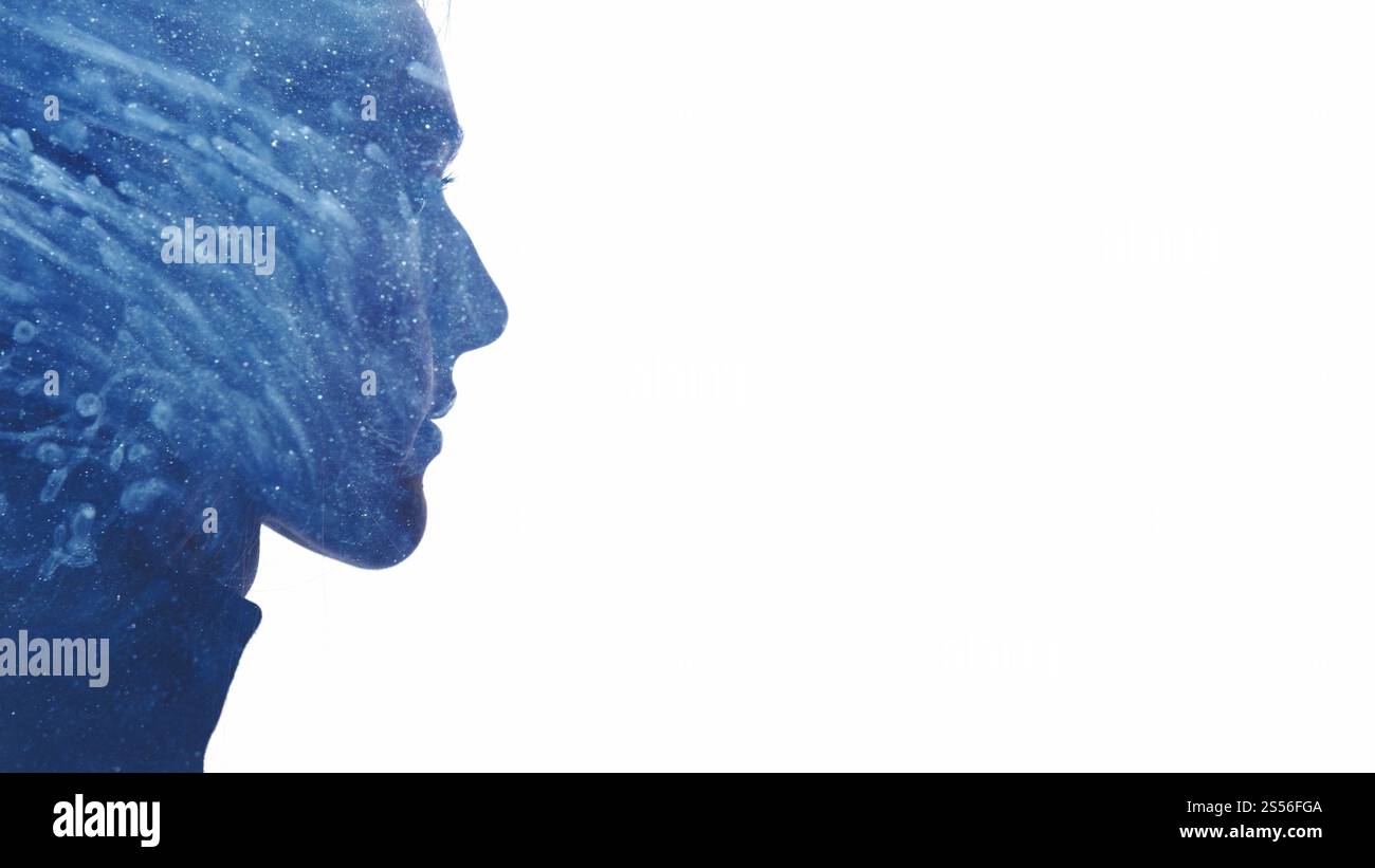 Spiritual therapy. Meditation enlightenment. Blue mist cloud inspired ...