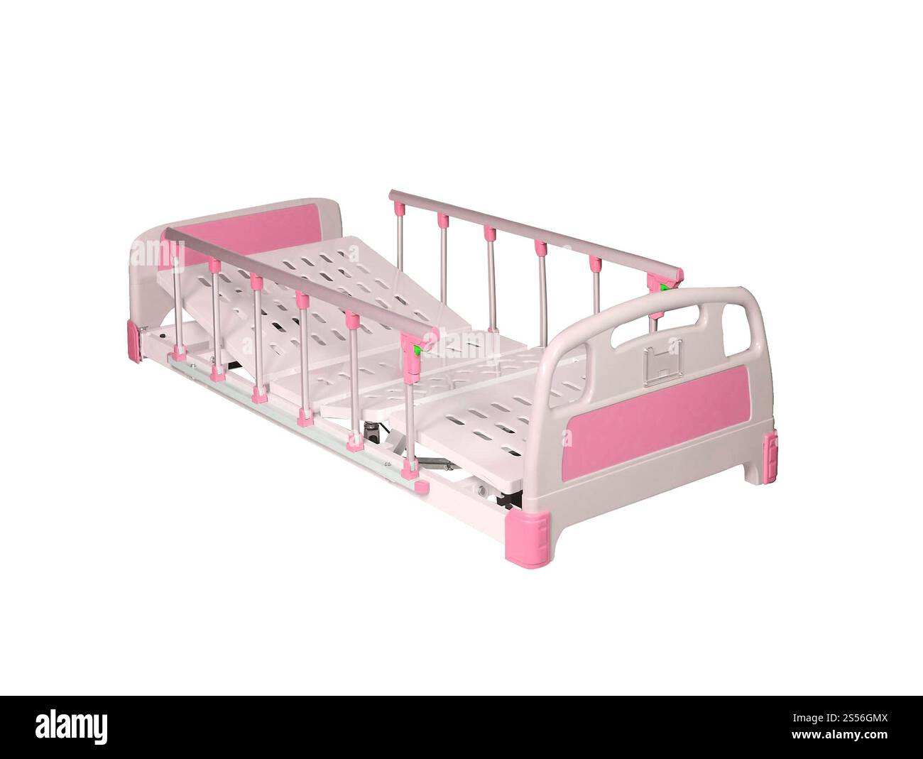 pink medical bed isolated on white background. pink medical bed Stock ...