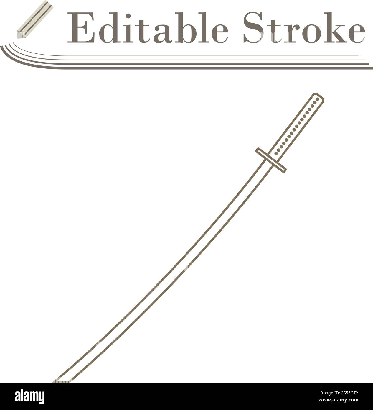 Japanese Sword Icon. Editable Stroke Simple Design. Vector Illustration ...