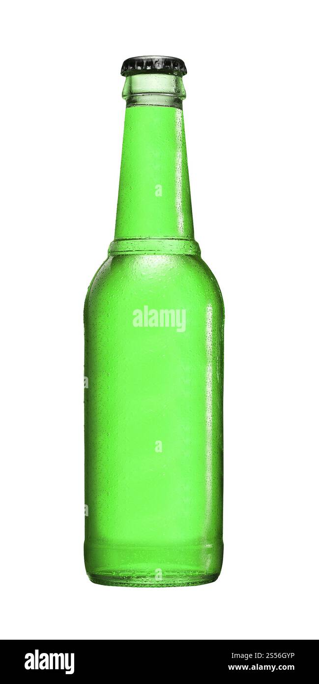 Beer bottle with water drops isolated on white background. Beer bottle ...