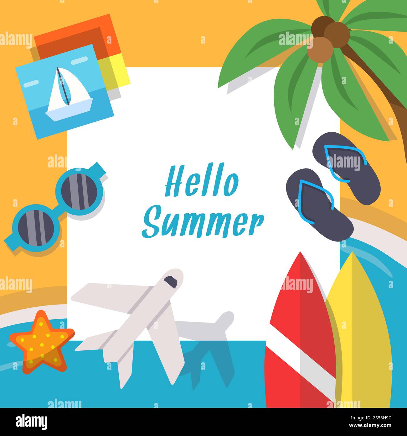 Background pictures of summer theme. Vector illustration. Vacation and ...
