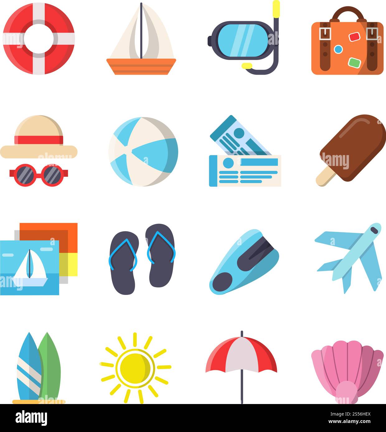 Flat style pictures of summer travel symbols. Tourism and trip ...