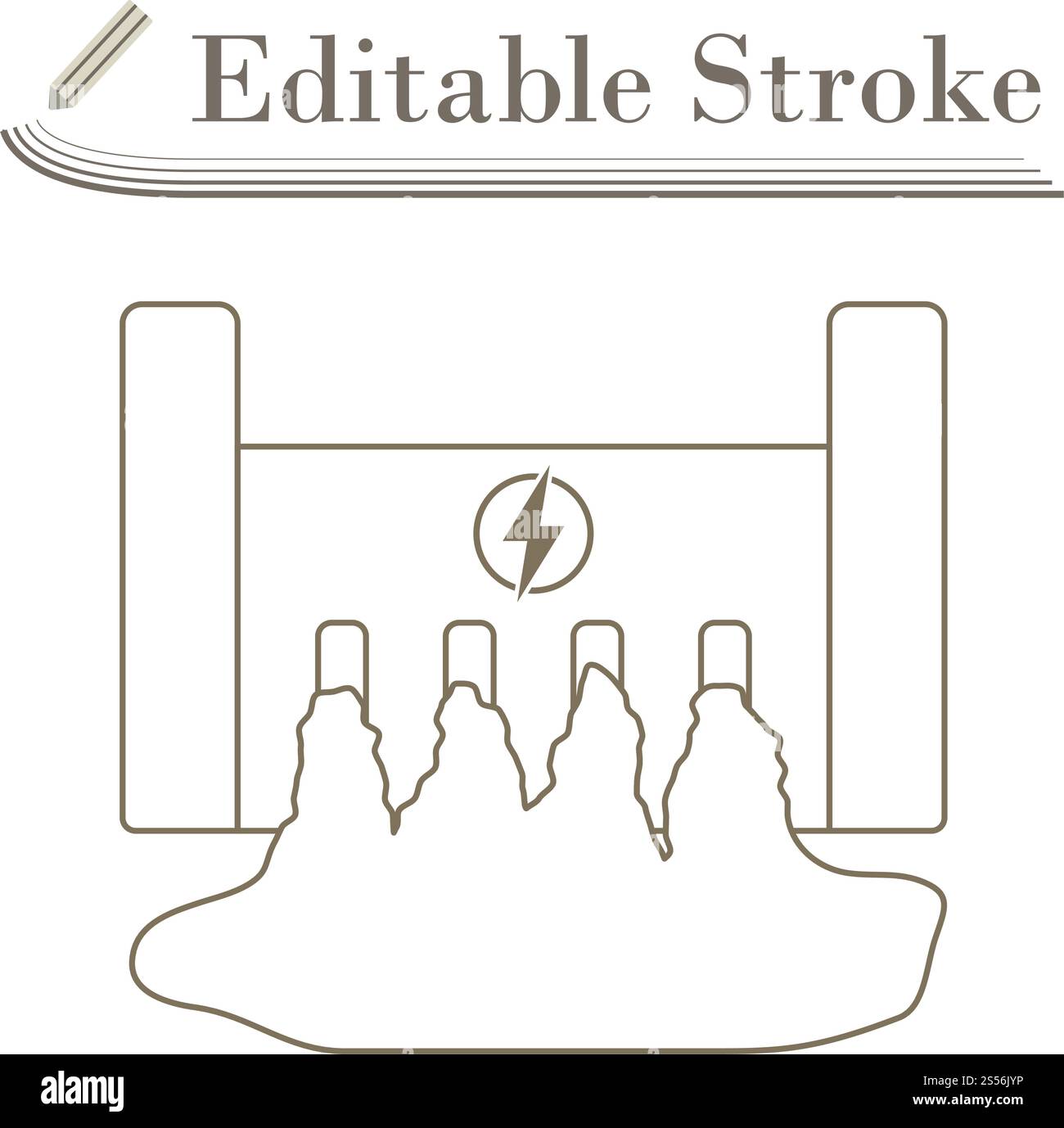 Hydro Power Station Icon. Editable Stroke Simple Design. Vector ...