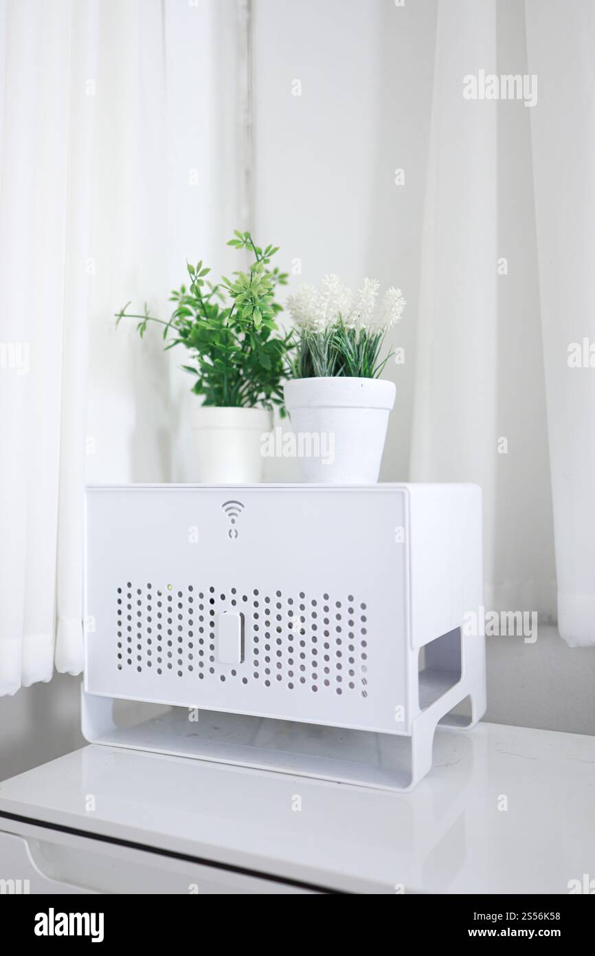 Wifi zone at home. wireless router Wifi sign on table smart home and ...