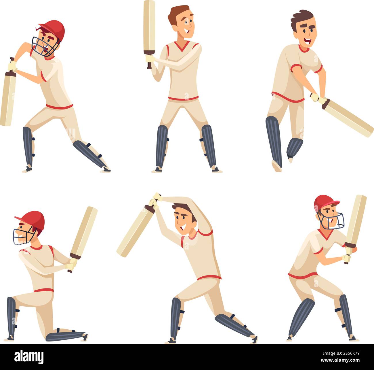 Sport players of cricket. Vector characters isolated. Sport man with ...