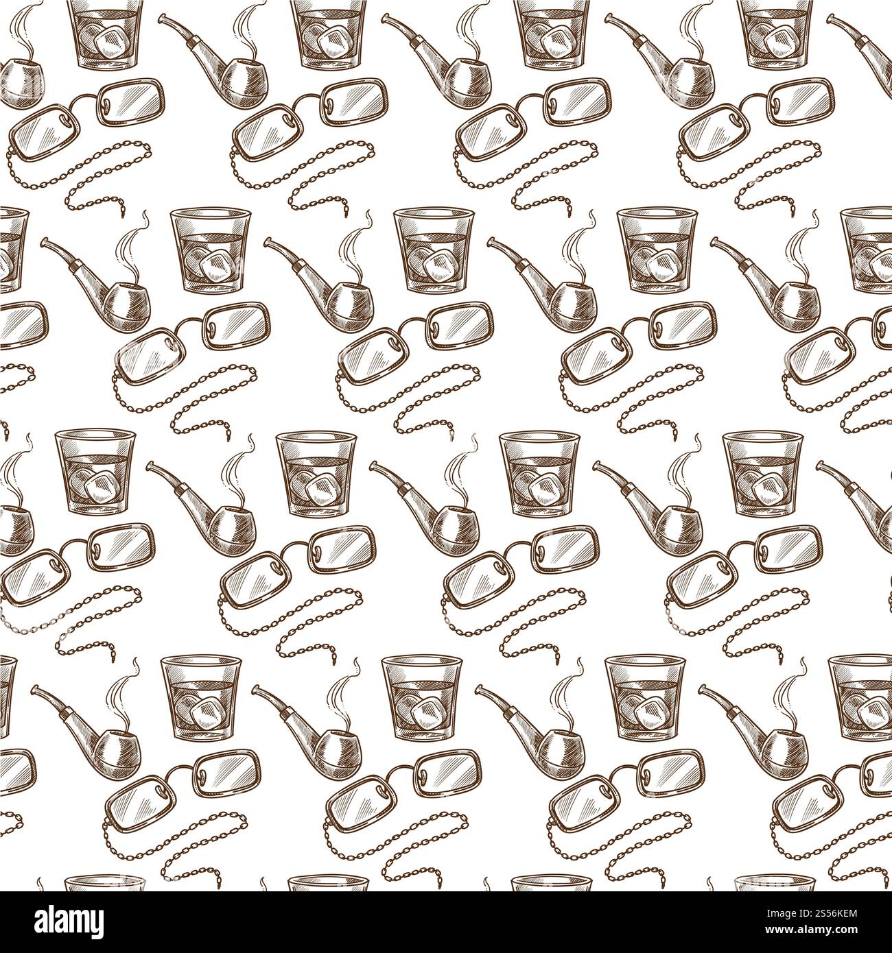 Vintage smoking pipe seamless pattern alcoholic hi-res stock ...
