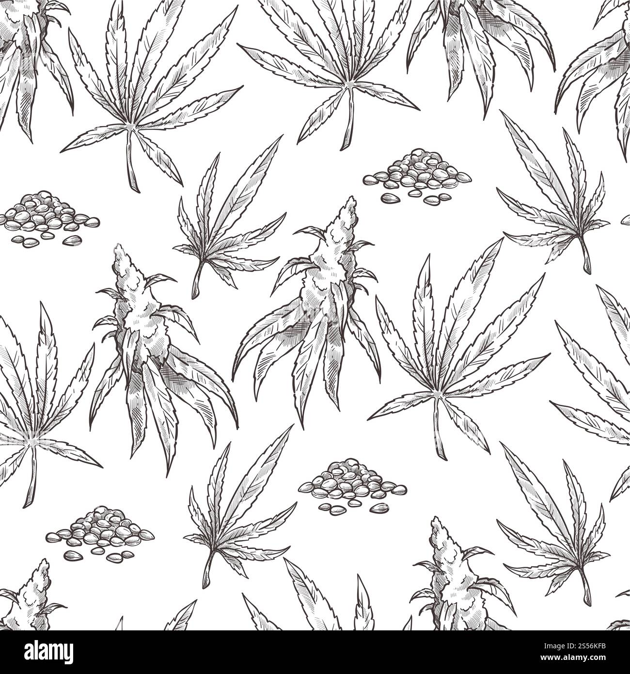 Leaves of cannabis plant used in alternative medicine, seamless pattern ...