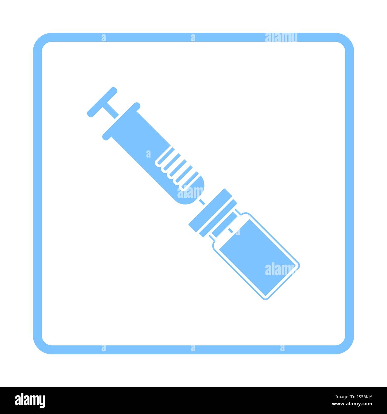 Covid Vaccine Icon. Blue Frame Design. Vector Illustration Stock Photo ...