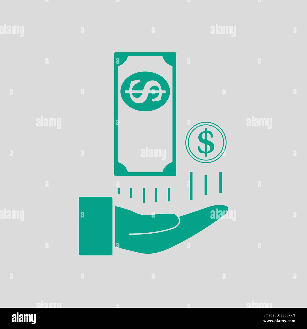 Cash Back To Hand Icon. Green on Gray Background. Vector Illustration ...
