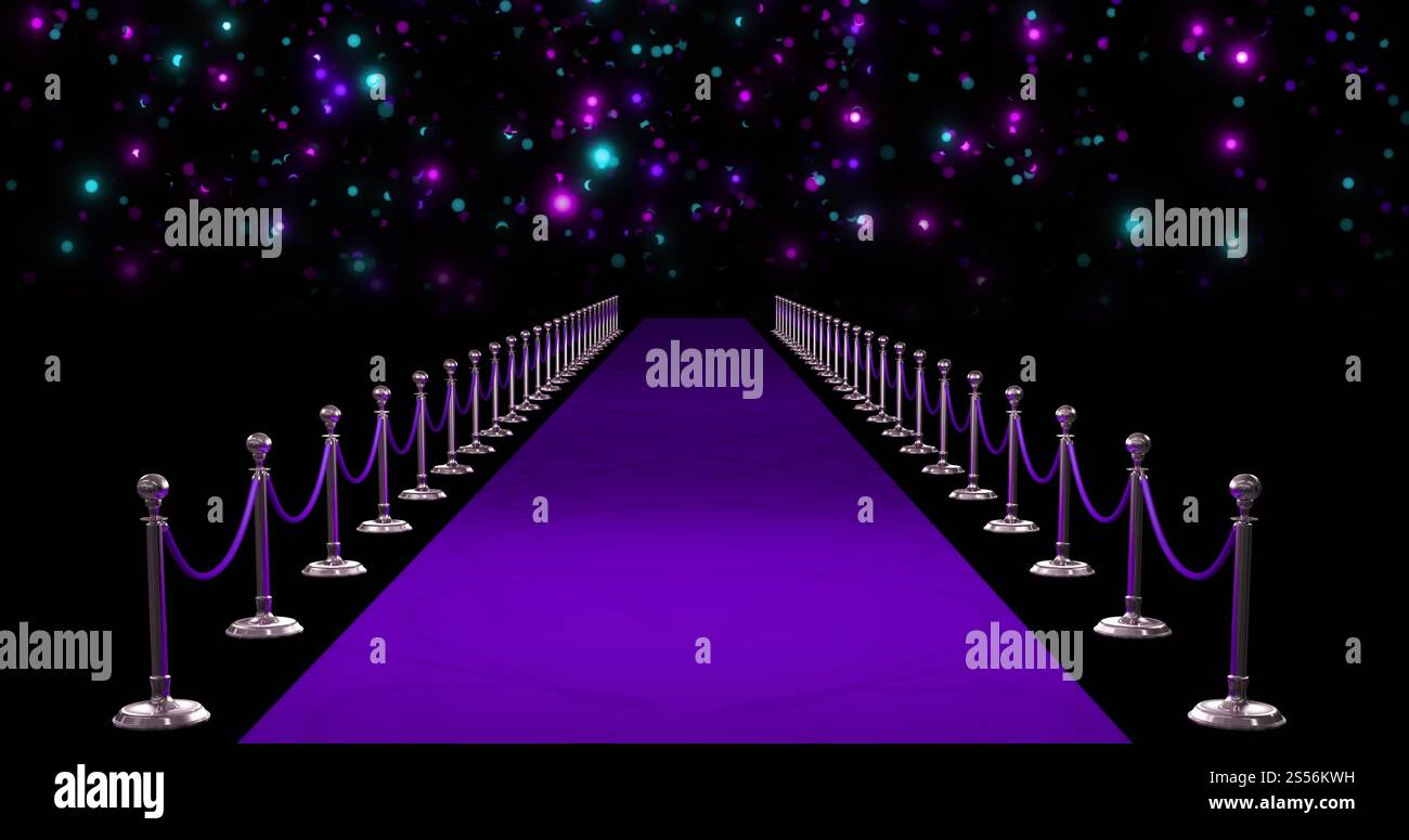 Image of glowing spots of light falling over purple carpet background ...