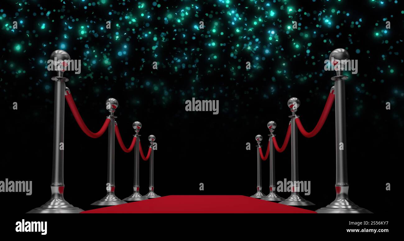 Image of glowing spots of light falling over red carpet background ...