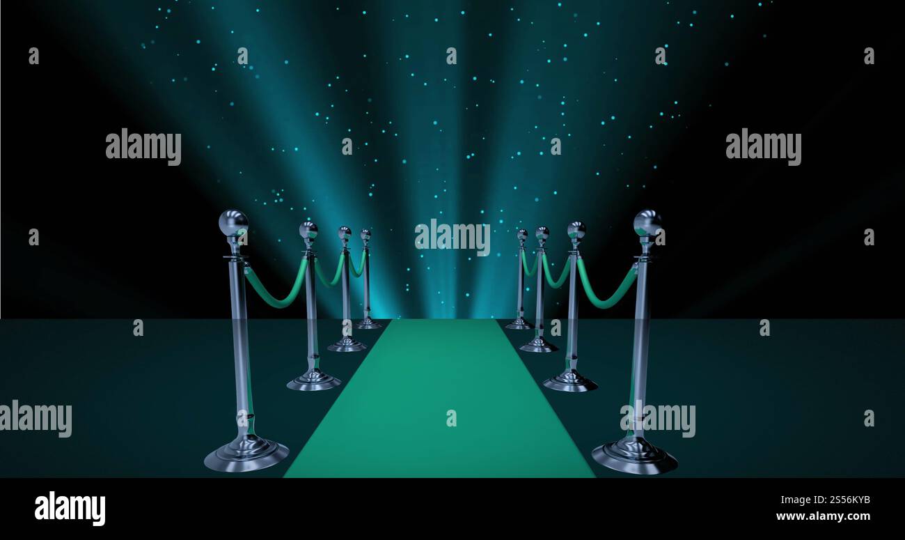 Image of glowing spots of light falling over green carpet background ...