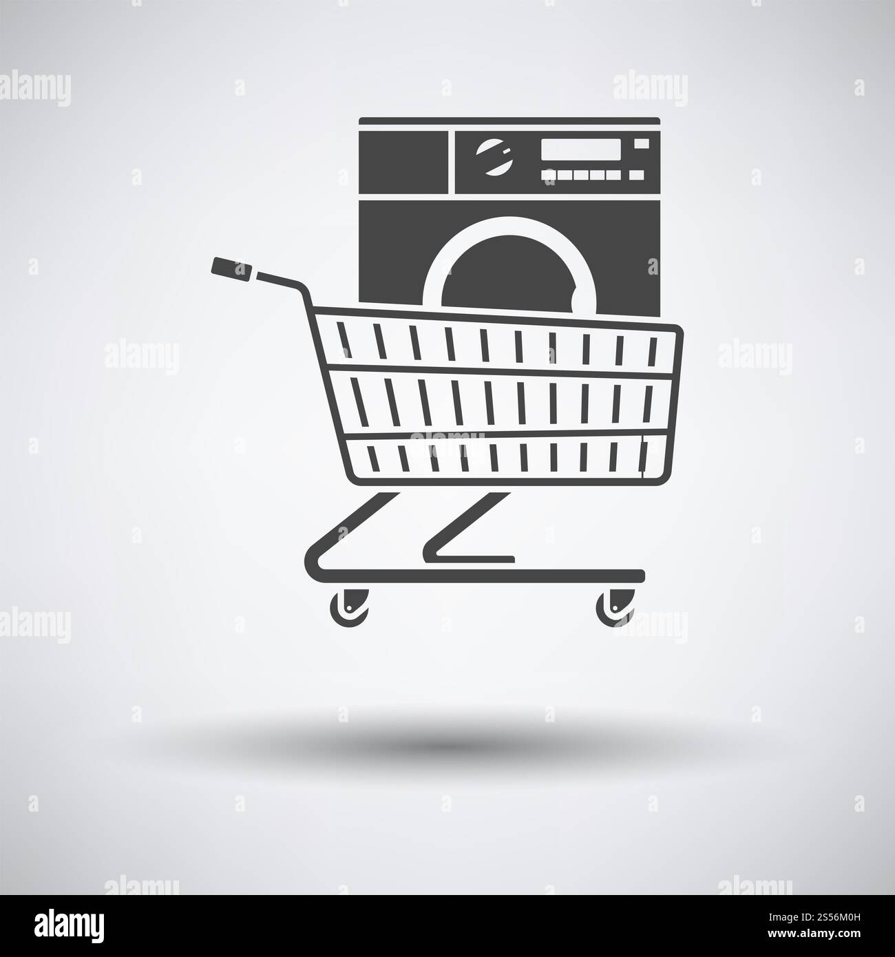 Shopping Cart With Washing Machine Icon. Dark Gray on Gray Background ...