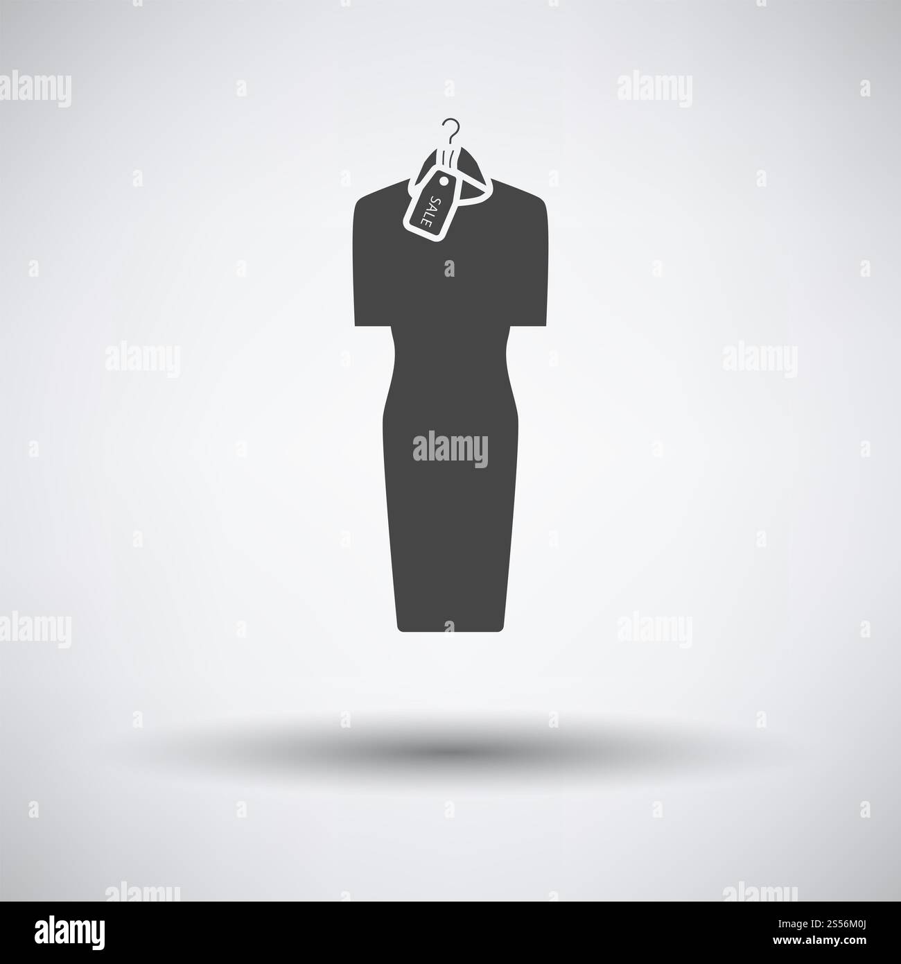 Dress On Hanger With Sale Tag Icon. Dark Gray on Gray Background With ...