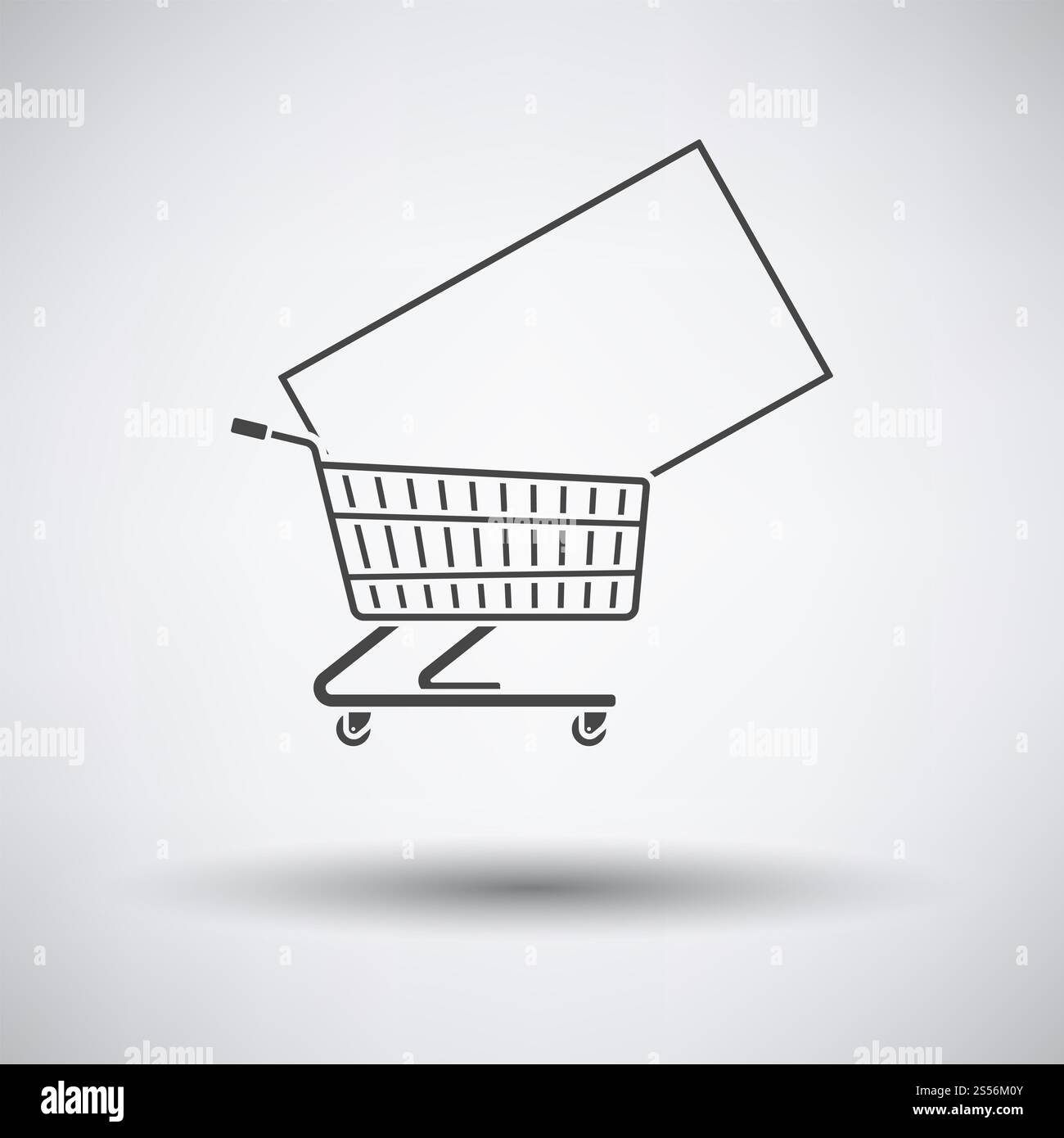 Shopping Cart With TV Icon. Dark Gray on Gray Background With Round ...