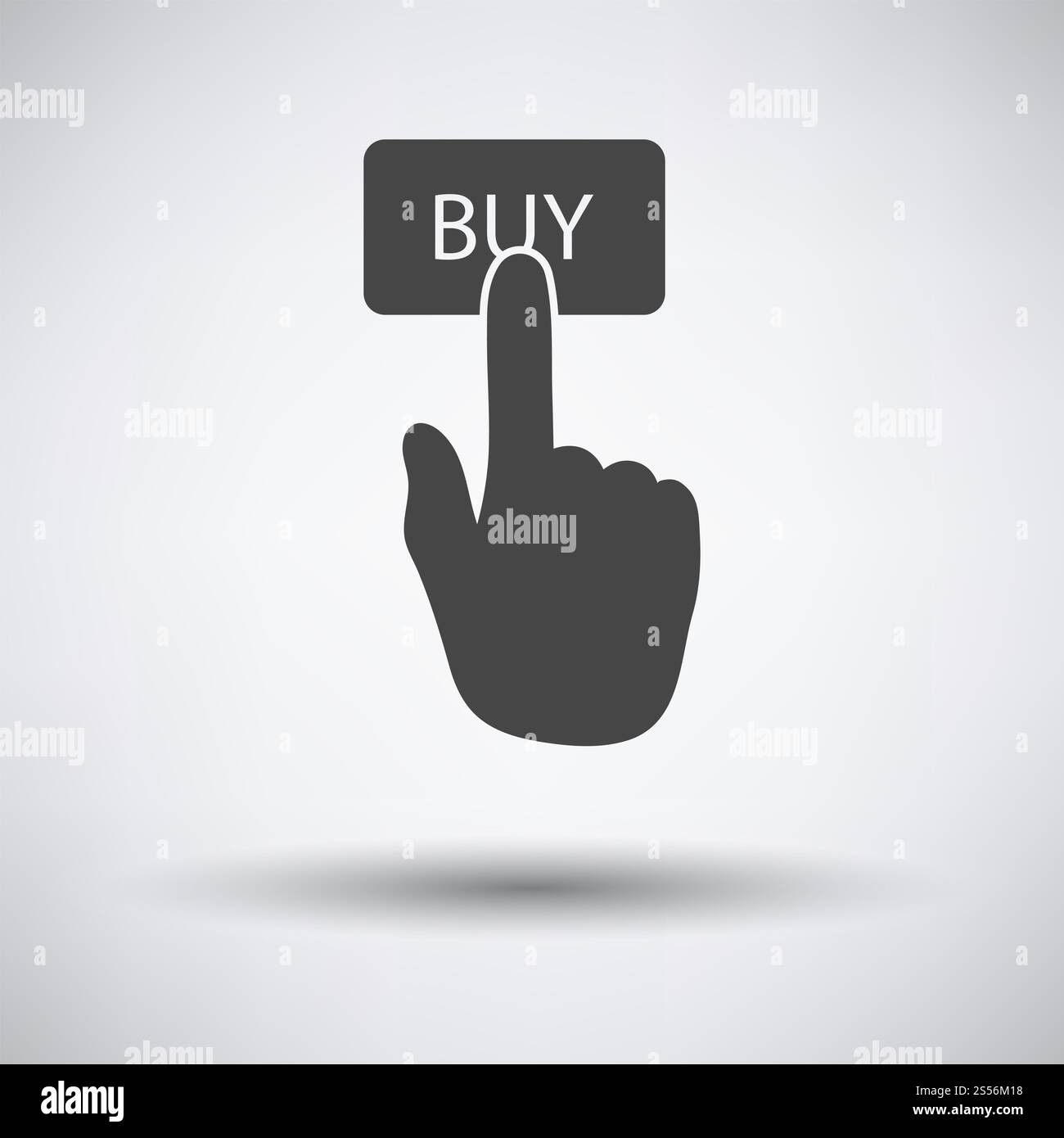 Finger Push The Buy Button Icon. Dark Gray on Gray Background With ...