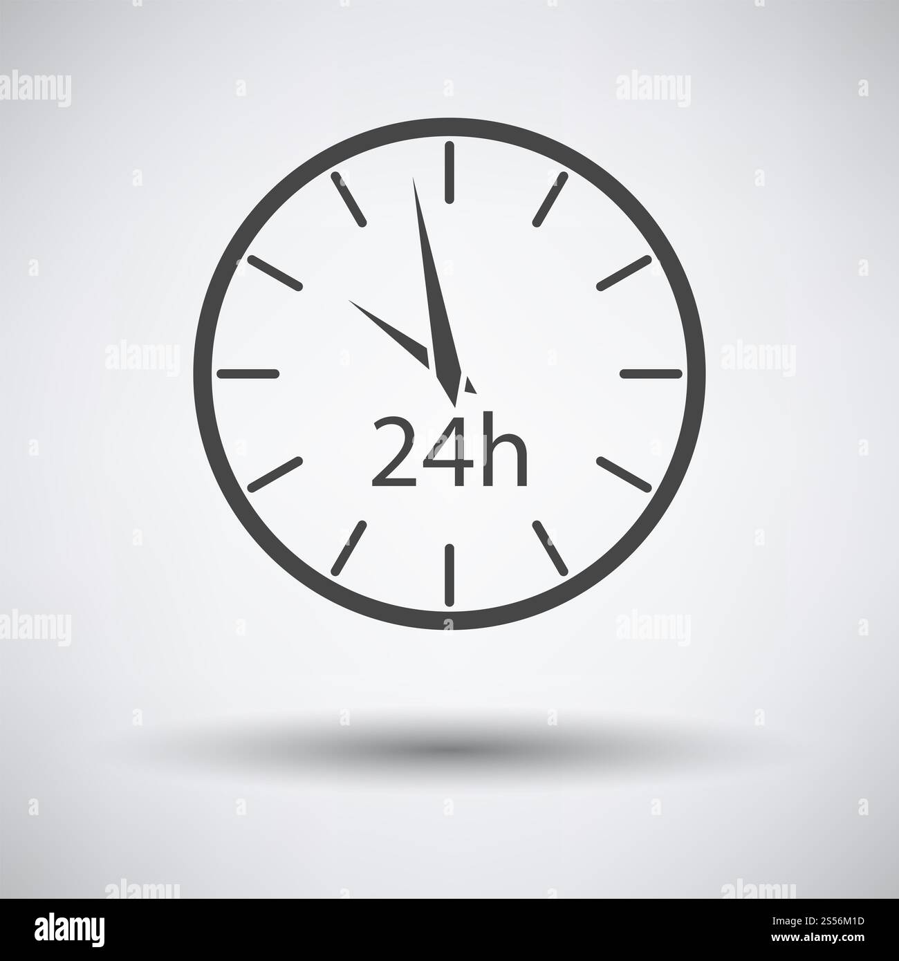 24 Hours Clock Icon. Dark Gray on Gray Background With Round Shadow ...