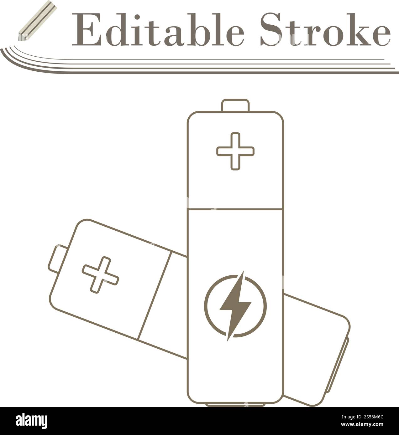 Electric Battery Icon. Editable Stroke Simple Design. Vector ...