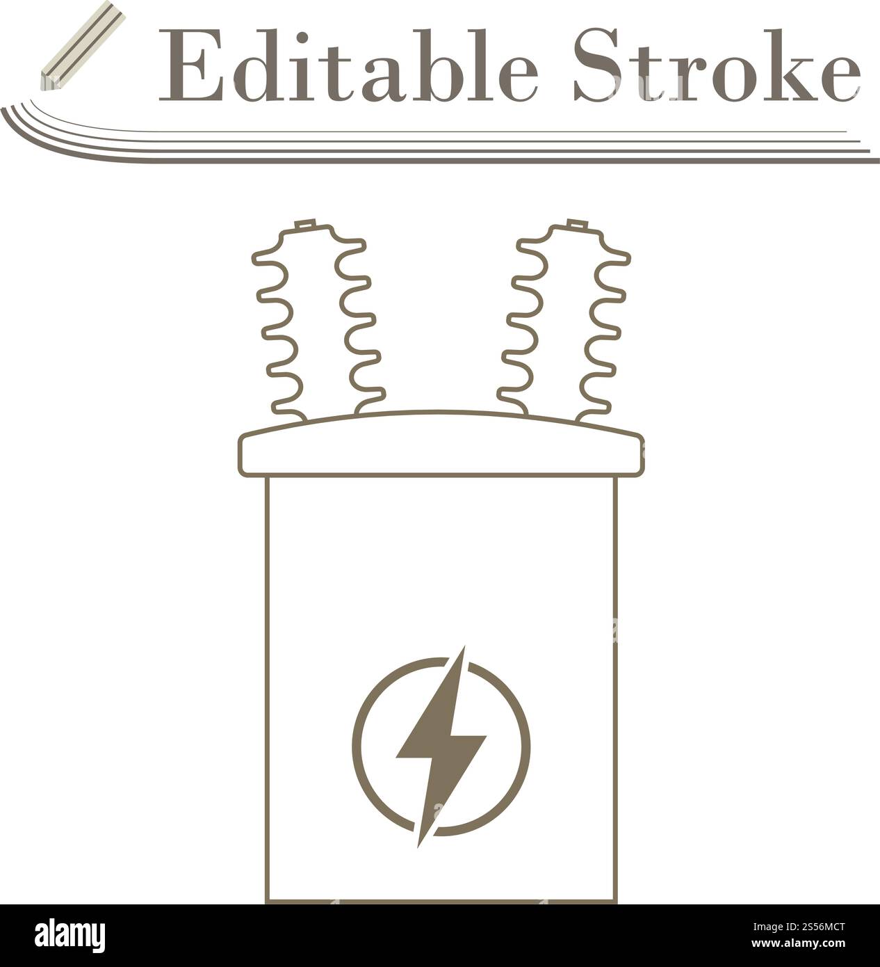 Electric Transformer Icon. Editable Stroke Simple Design. Vector ...