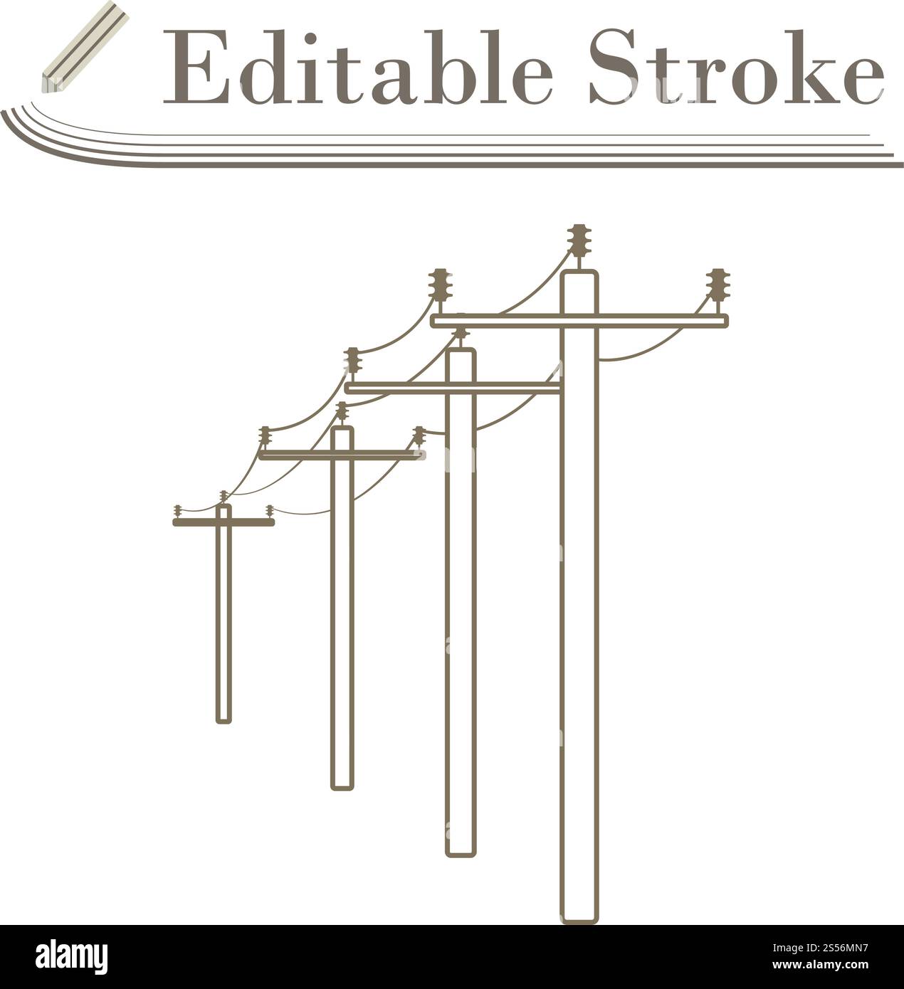 High Voltage Line Icon. Editable Stroke Simple Design. Vector ...