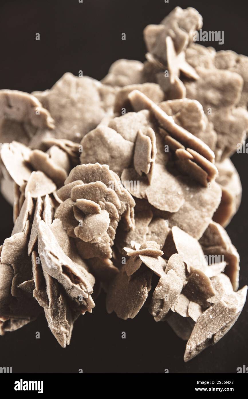 Desert rose crystal isolated on black background. Closeup view. Desert ...