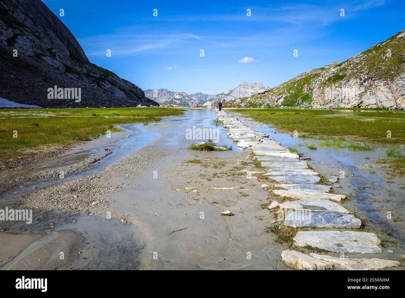 Cow lake, Lac des Vaches, in Vanoise national Park, Savoy, France. Cow ...