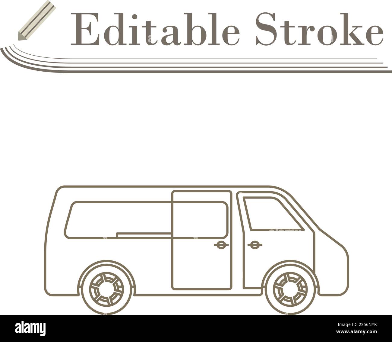 Commercial Van Icon. Editable Stroke Simple Design. Vector Illustration ...