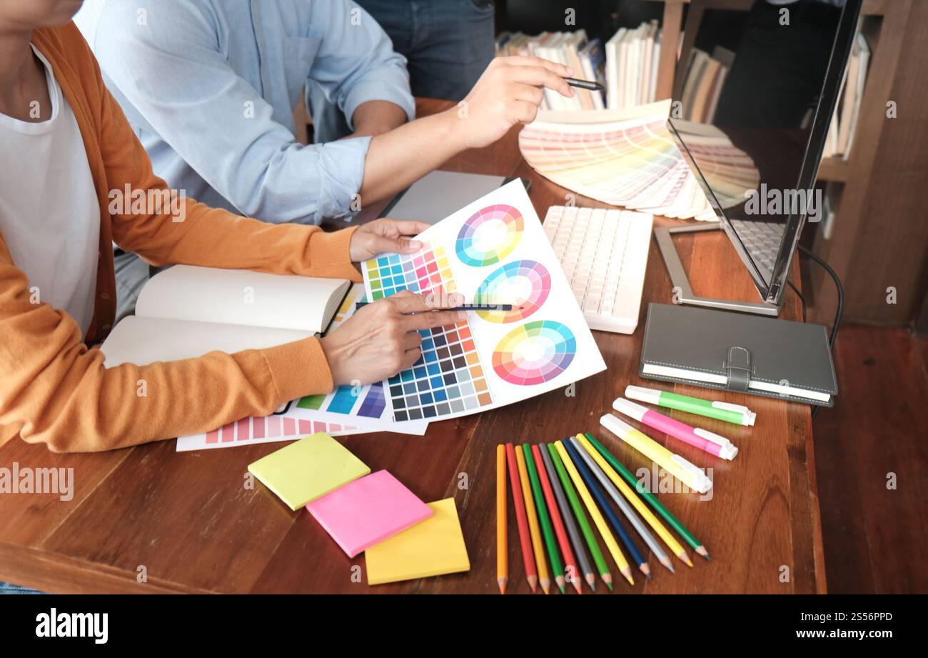 Graphic designer working on digital tablet. artist drawing on graphic ...