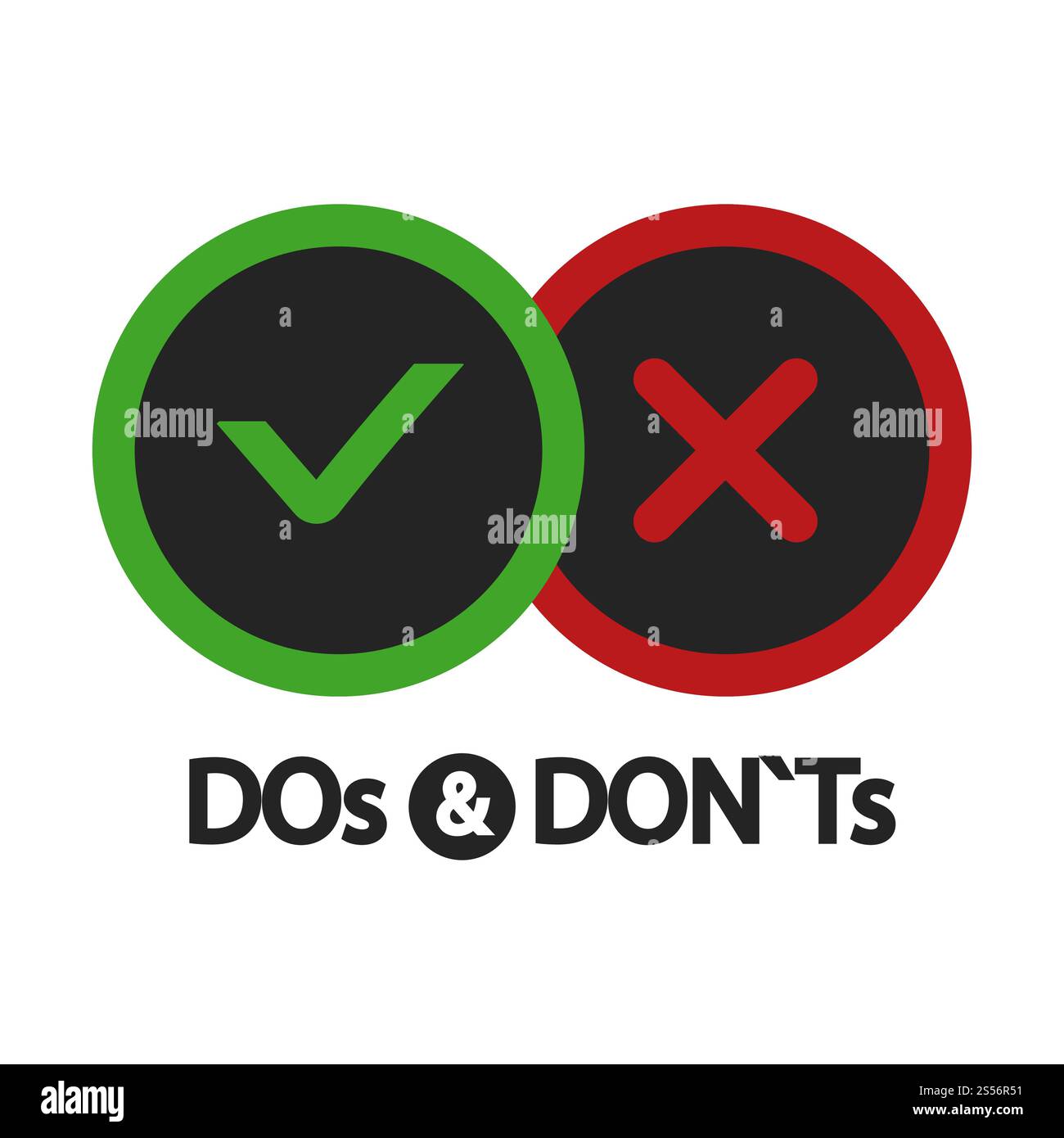 Yes and no, dos and donts, positive and negative icons isolated on ...
