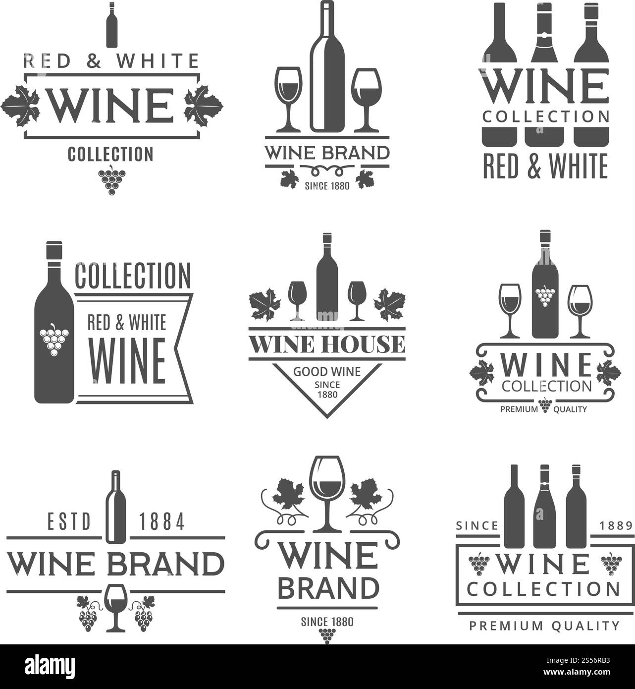 Various wine brands. Vector design template emblem for wine branding ...