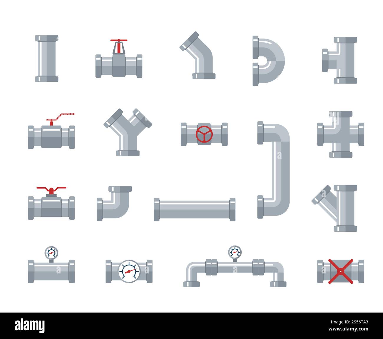 Pipe steel and plastic connectors, water tubes. Plumbing, pipeline ...