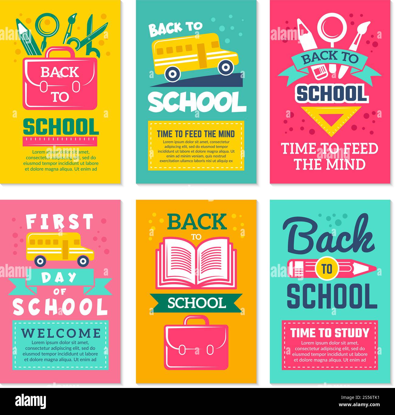 Cards with schools symbols. Back to school cards template isolate ...