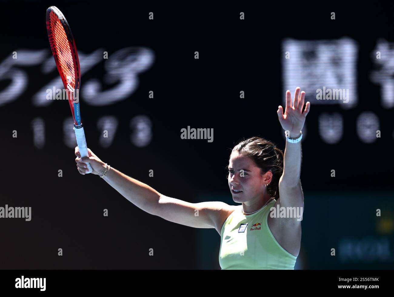 Melbourne, Australia. 14th Jan, 2025. Emma Navarro of USA celebrates ...