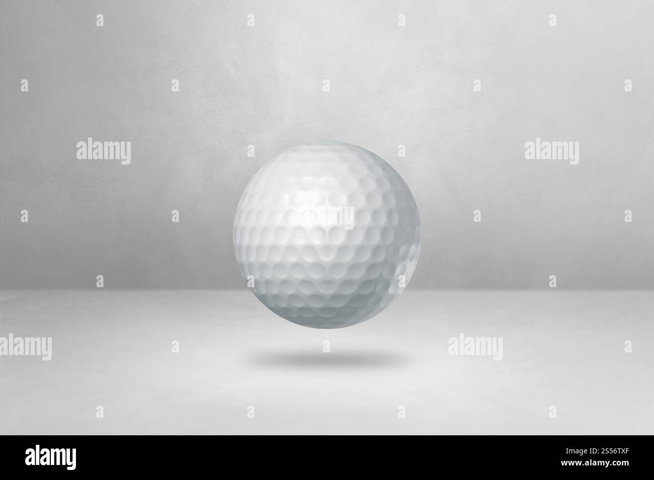 White golf ball isolated on a blank studio background. 3D illustration ...