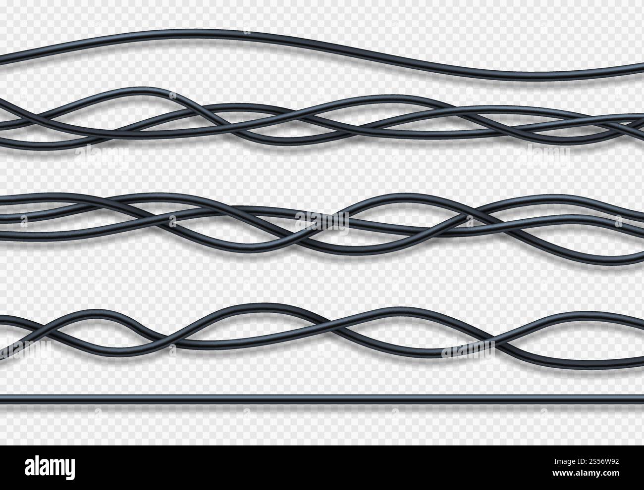 Realistic electrical wires, connection industrial cables vector set ...