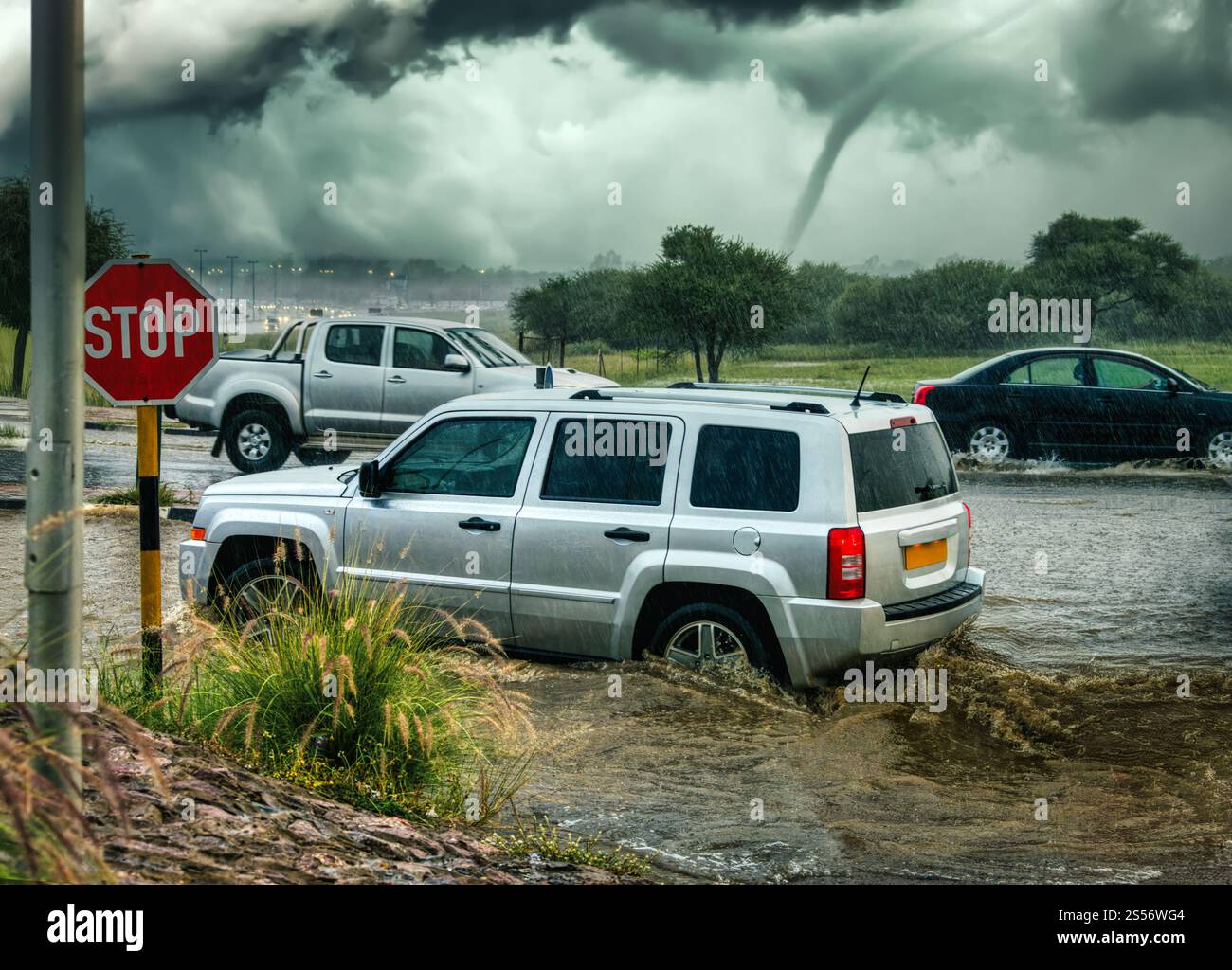 natural disasters global, hurricane with heavy winds and flood on ...