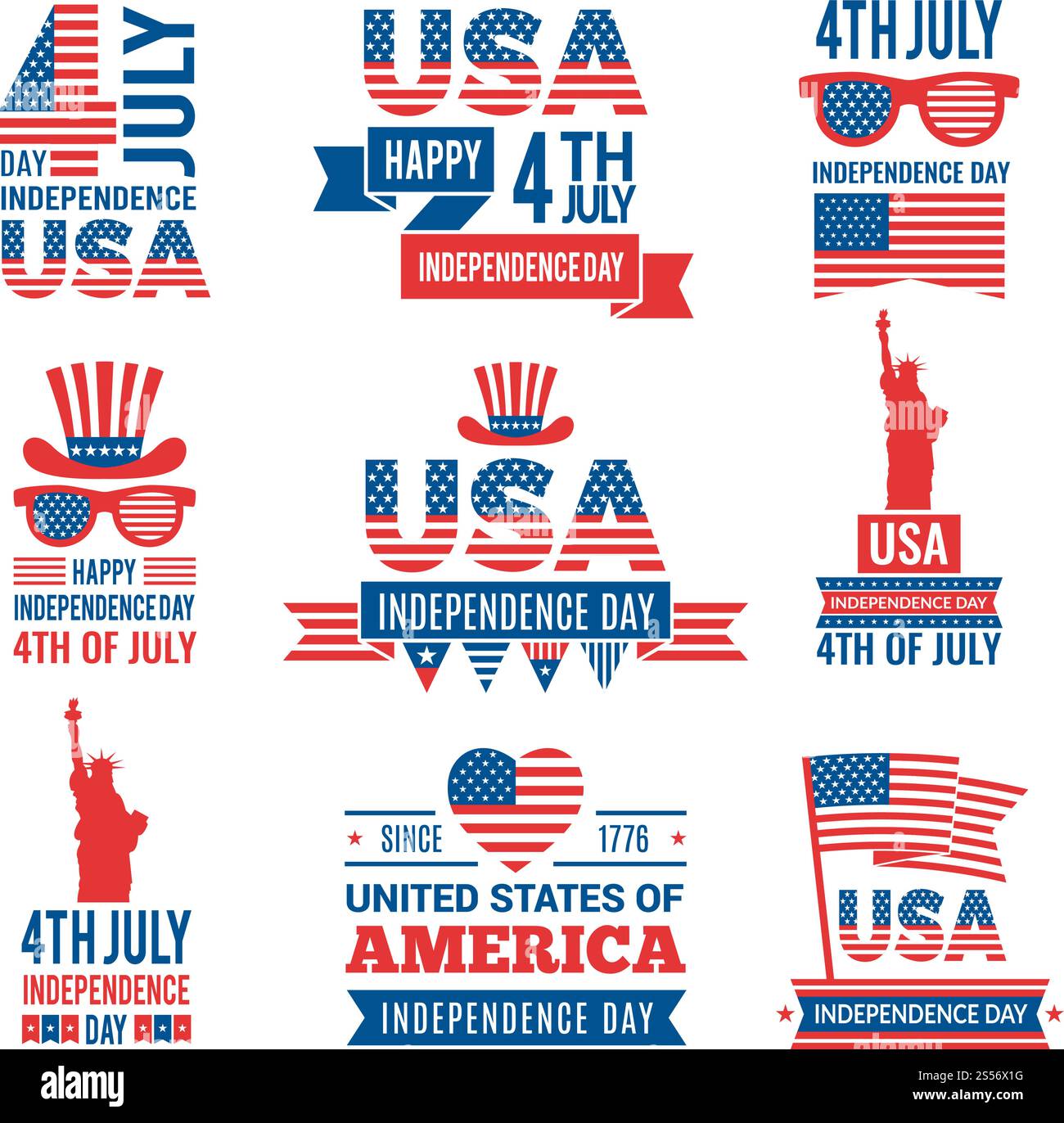 Banners of america independence day. Vector labels at 4 july isolated ...