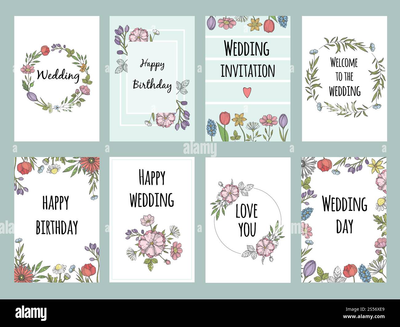 Botanic cards with plants. Vector design template of different cards ...