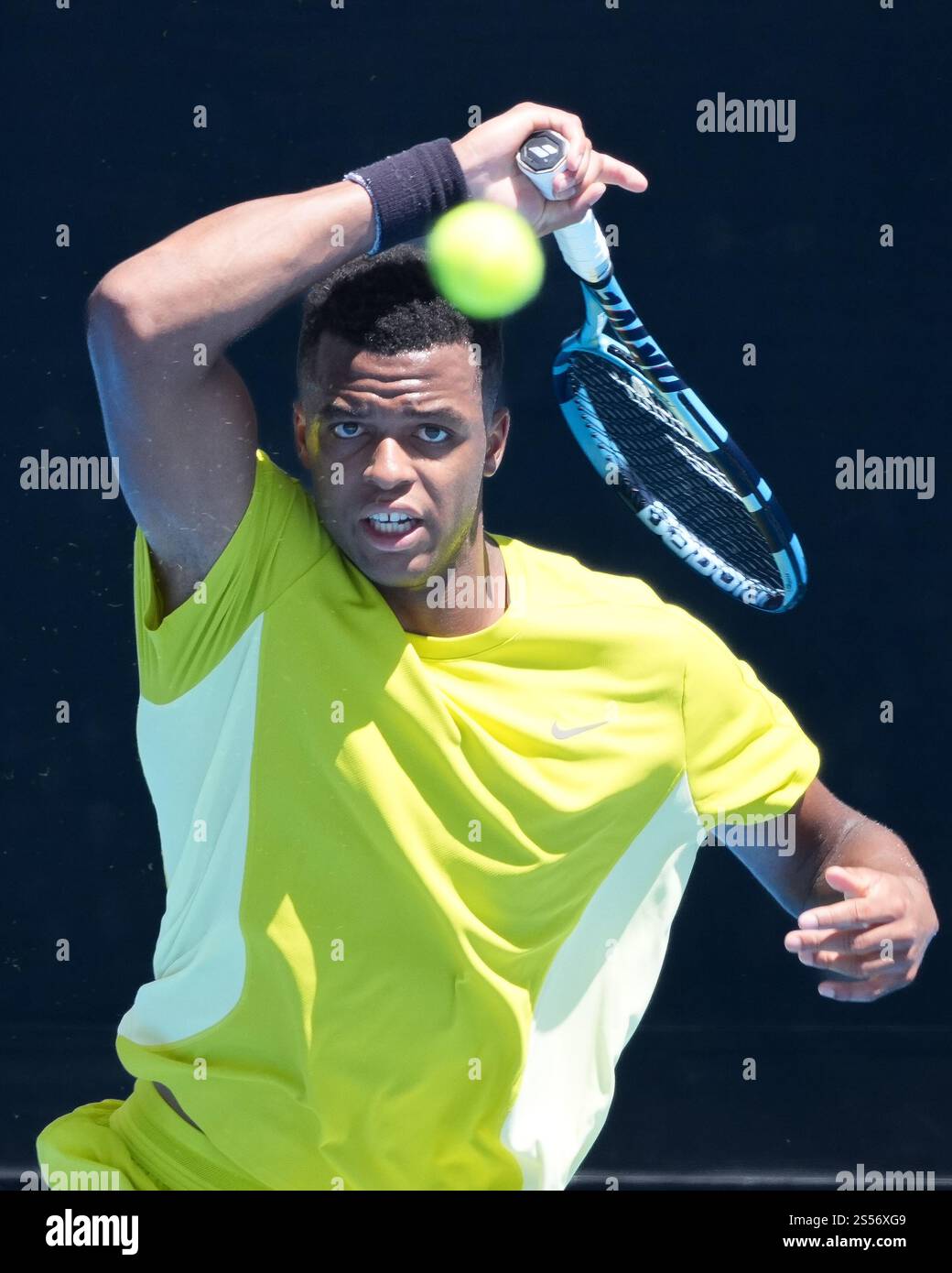 Melbourne, Australia. 14th Jan, 2025. 30th seed GIOVANNI MPETSHI PERRICARD of France in action ...