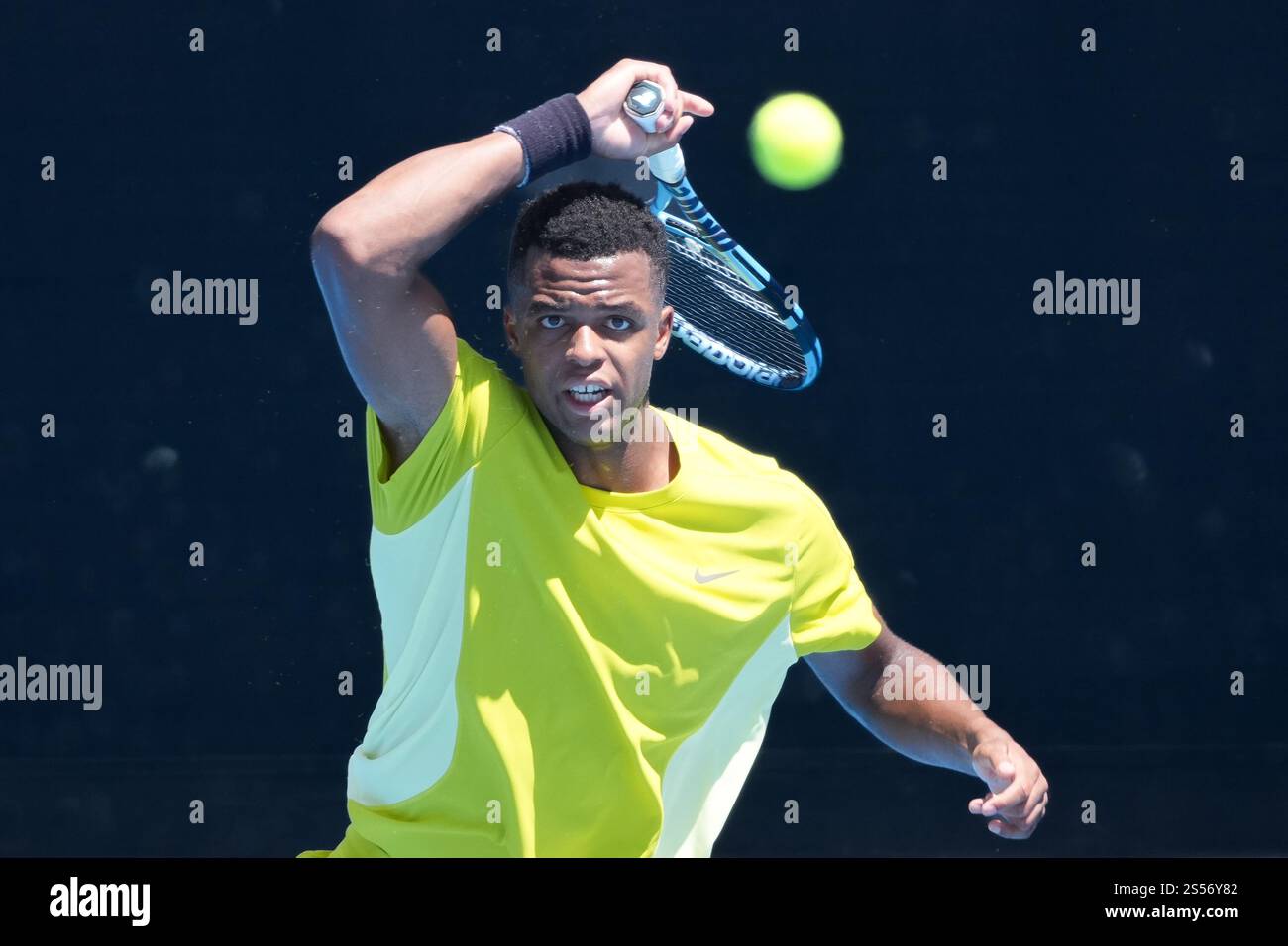 Melbourne, Australia. 14th Jan, 2025. 30th seed GIOVANNI MPETSHI PERRICARD of France in action ...