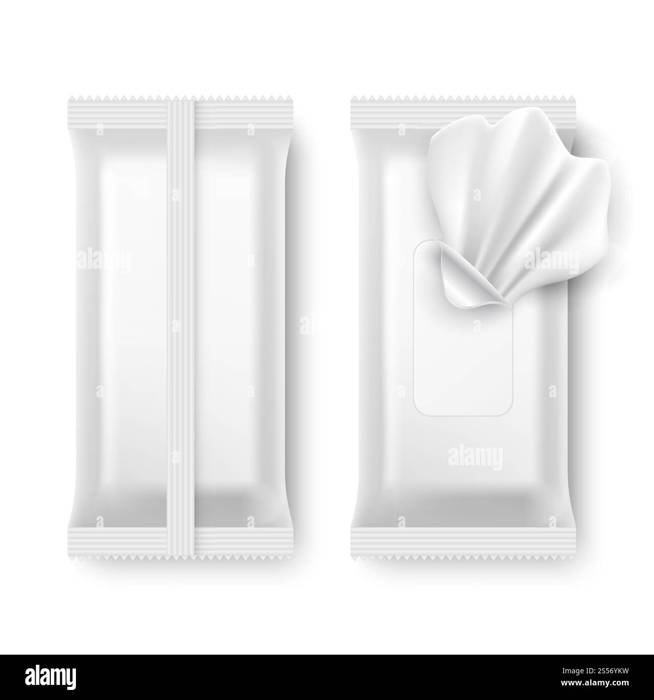 Wet wipe package. White napkin packaging isolated vector mockup ...