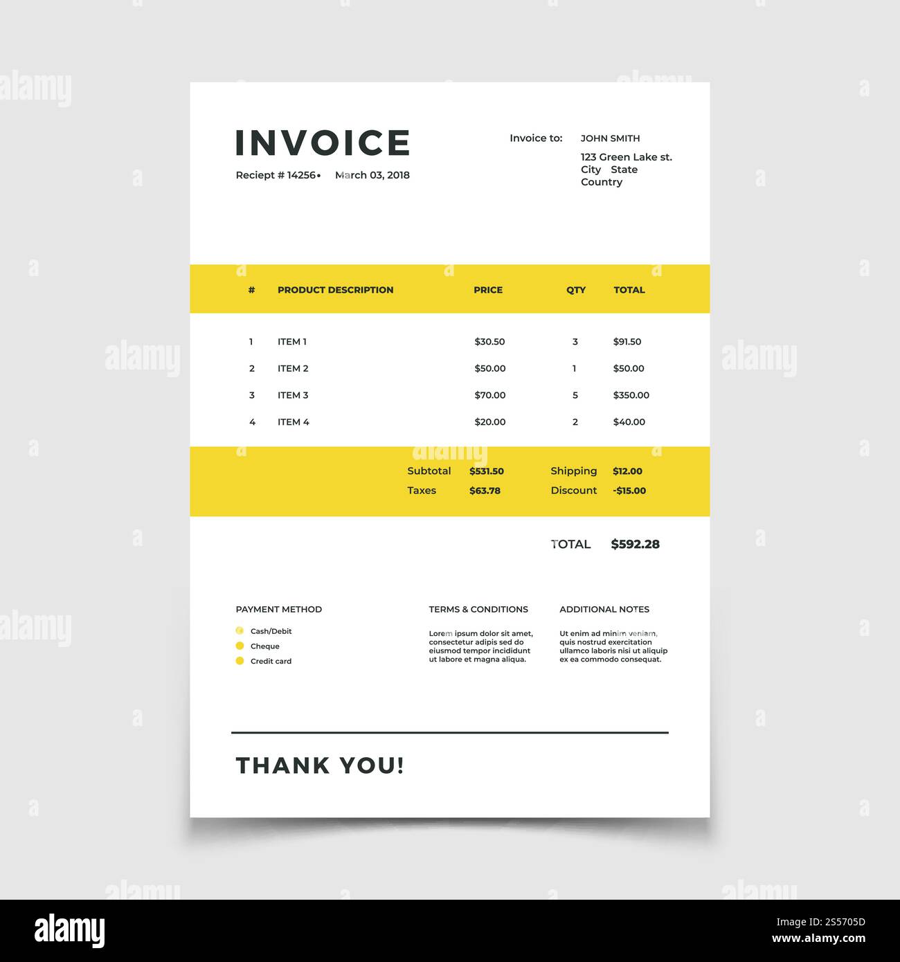 Invoice template. Quotation table paper prder for bookkeeping services ...