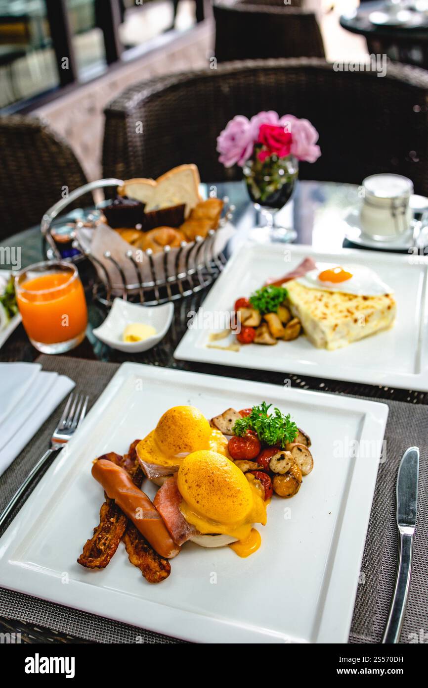 Served english breakfast cappuccino hi-res stock photography and images ...